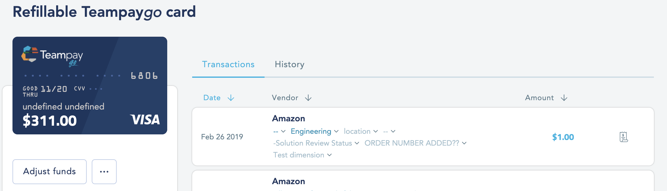 Adjusting Funds on a TeampayGo Card – TeamPay