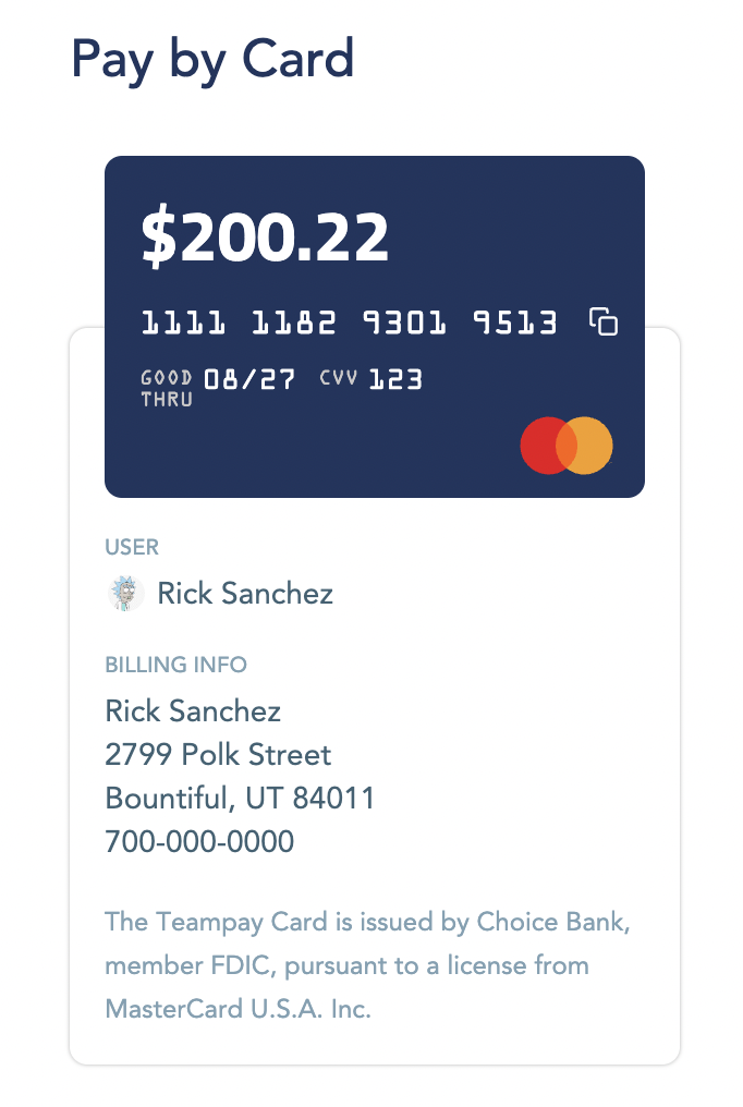 Pay by Virtual Card – TeamPay